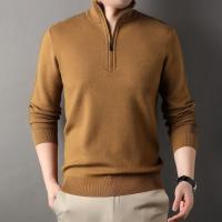 China Customized Solid Half Zipper Winter Fleece Acrylic Turtleneck Knitted Sweater for Men for sale
