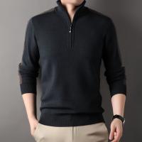 China Customized Solid Half Zipper Winter Fleece Acrylic Turtleneck Knitted Sweater for Men for sale