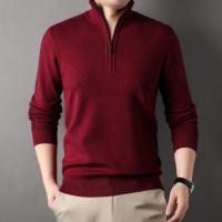 China Customized Solid Half Zipper Winter Fleece Acrylic Turtleneck Knitted Sweater for Men for sale