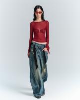 China Streetwear Fashion Y2K Style Wide Straight Leg Fit Denim Jeans with Hole Decoration for sale
