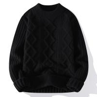 China Men's Crew Neck Sweater Knitted with Thick Fabric and Patchwork Pattern in Winter for sale