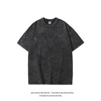 China 280g Heavy Retro Washed Distressed Short-sleeved T-shirt Men's Loose Cotton Half Sleeves Top for sale
