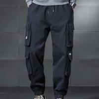 China XMAMLON Custom Logo Men's Cargo Pants with Drawstring Waist and Polyester/Cotton Fabric for sale