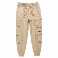China XMAMLON Custom Logo Men's Cargo Pants with Drawstring Waist and Polyester/Cotton Fabric for sale