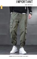 China XMAMLON Custom Logo Men's Cargo Pants with Drawstring Waist and Polyester/Cotton Fabric for sale