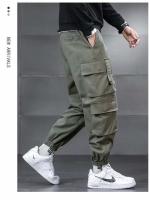 China XMAMLON Custom Logo Men's Cargo Pants with Drawstring Waist and Polyester/Cotton Fabric for sale