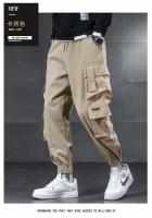 China XMAMLON Custom Logo Men's Cargo Pants with Drawstring Waist and Polyester/Cotton Fabric for sale