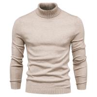 China Solid Color Viscose/Cotton Pullover Sweater Slim Fit Turtleneck for Men's Casual Wear for sale