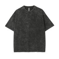 China 250g Cotton Men's Worn Look T-Shirt Retro Stonewashed Short Sleeve and Customized Logo for sale