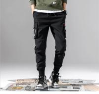 China Men's Printed Cargo Pants with Pockets Mid Waist Plus Fleece Knitted Polyester/Cotton for sale