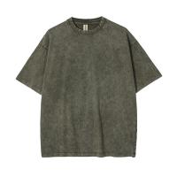 China 250g Cotton Men's Worn Look T-Shirt Retro Stonewashed Short Sleeve and Customized Logo for sale