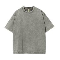 China 250g Cotton Men's Worn Look T-Shirt Retro Stonewashed Short Sleeve and Customized Logo for sale