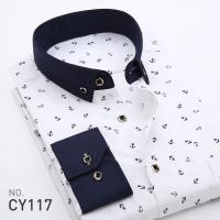 China Men's Slim Plaid Printed Long-Sleeved Shirt 100% Polyester Fabric Type and Zipper Closure for sale