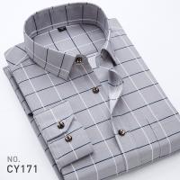 China Men's Slim Plaid Printed Long-Sleeved Shirt 100% Polyester Fabric Type and Zipper Closure for sale