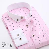 China Men's Slim Plaid Printed Long-Sleeved Shirt 100% Polyester Fabric Type and Zipper Closure for sale