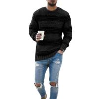 China NO Needle Detection Men's Striped Sweater for Casual Wear 2023 Round Neck Knitted Top for sale