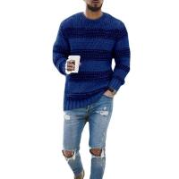 China NO Needle Detection Men's Striped Sweater for Casual Wear 2023 Round Neck Knitted Top for sale