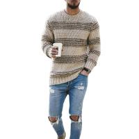 China NO Needle Detection Men's Striped Sweater for Casual Wear 2023 Round Neck Knitted Top for sale