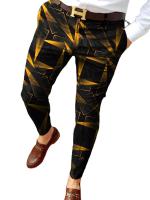 China Light Wash Digital Print Polyester Trousers Multi-style Slim-fit Plaid for Casual Men for sale
