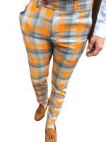 China Light Wash Digital Print Polyester Trousers Multi-style Slim-fit Plaid for Casual Men for sale