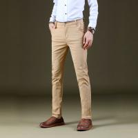 China Men's Four Seasons Stretch Casual Pants with Slim Straight Design and Light Wash for sale