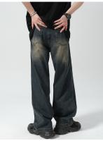 China Support 7 Days Sample Order Lead Time 2023 Vintage Distressed Wide-Leg Mop Jeans for Men for sale