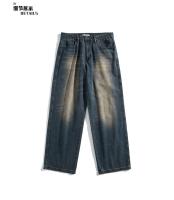 China Support 7 Days Sample Order Lead Time 2023 Vintage Distressed Wide-Leg Mop Jeans for Men for sale
