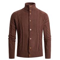 China 2024 Men's Stand Collar Cardigan Sweater Turtleneck Youth Fastener Decoration Sweater for sale