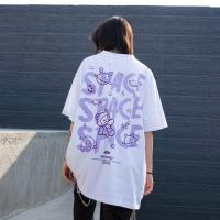 China Short Sleeve Unisex Men's T-Shirt Cotton Cartoon Letter Print with Breathable Fabric for sale