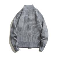 China Zipper Cardigan Men's Turtleneck Knitted Sweater with 100% Polyester in Spring Season for sale