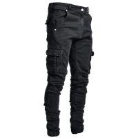 China Men's Cargo Skinny Jeans with Side Pockets Quick Dry Denim Pants for sale