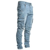 China Men's Cargo Skinny Jeans with Side Pockets Quick Dry Denim Pants for sale