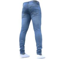 China Best WASHED Casual Jeans Zipper Fly Denim Jean Pant Light Blue Pencil Pants Gentlemen for sale