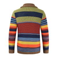 China Men's Rainbow Sweater Coat Autumn and Winter Lapel Color Knit Cardigan Top Performance for sale