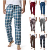 China Polyester Fabric Men's Plaid Home Pants with Regular Fit Design and Comfort for sale