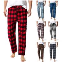 China Polyester Fabric Men's Plaid Home Pants with Regular Fit Design and Comfort for sale