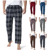 China Polyester Fabric Men's Plaid Home Pants with Regular Fit Design and Comfort for sale