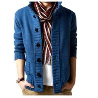 China Autumn Winter Men's Stand Collar Sweater with Thick Needle and Single Breasted Buckle for sale
