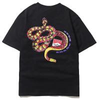 China Youth Popularity Collarless Rattlesnake Printed Skateboard T-Shirt for 18-24 Years Old for sale