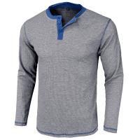 China Long Sleeve Blank Men's Henley Cotton T-shirts Lightweight Button Tees with Round Neck for sale