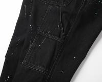 China High Street Men's Straight Jeans with Printed Design and Slight Flare in Dark Wash for sale
