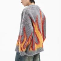 China Computer Knitted Winter Flame Jacquard V-neck Men's Sweater for Casual Comfortability for sale