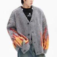 China Computer Knitted Winter Flame Jacquard V-neck Men's Sweater for Casual Comfortability for sale