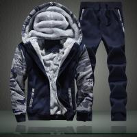 China Knitted Fabric M-6XL Plush Sweatshirt Set Large Size Hooded Coat Cardigan for Men for sale