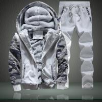 China Knitted Fabric M-6XL Plush Sweatshirt Set Large Size Hooded Coat Cardigan for Men for sale