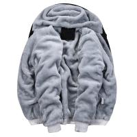 China Knitted Fabric M-6XL Plush Sweatshirt Set Large Size Hooded Coat Cardigan for Men for sale