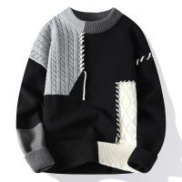 China Round Neck Autumn Winter Mens Christmas Sweaters Korean Streetwear Patchwork Pullover for sale