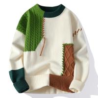 China Round Neck Autumn Winter Mens Christmas Sweaters Korean Streetwear Patchwork Pullover for sale