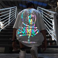China Custom Logo Hip Hop Style UV Reflective Fluorescence T-shirt Printing for Plus Size Men for sale