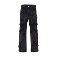 China Bagi Men's Denim Jeans in XMAMLON RTS with Zip Placket Fly Opening and Damage Blue for sale